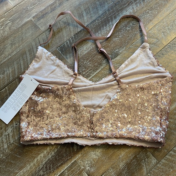 Urban Outfitters | Tops | Urban Outfitters Rose Gold Sequin Bra Crop Top | Poshmark